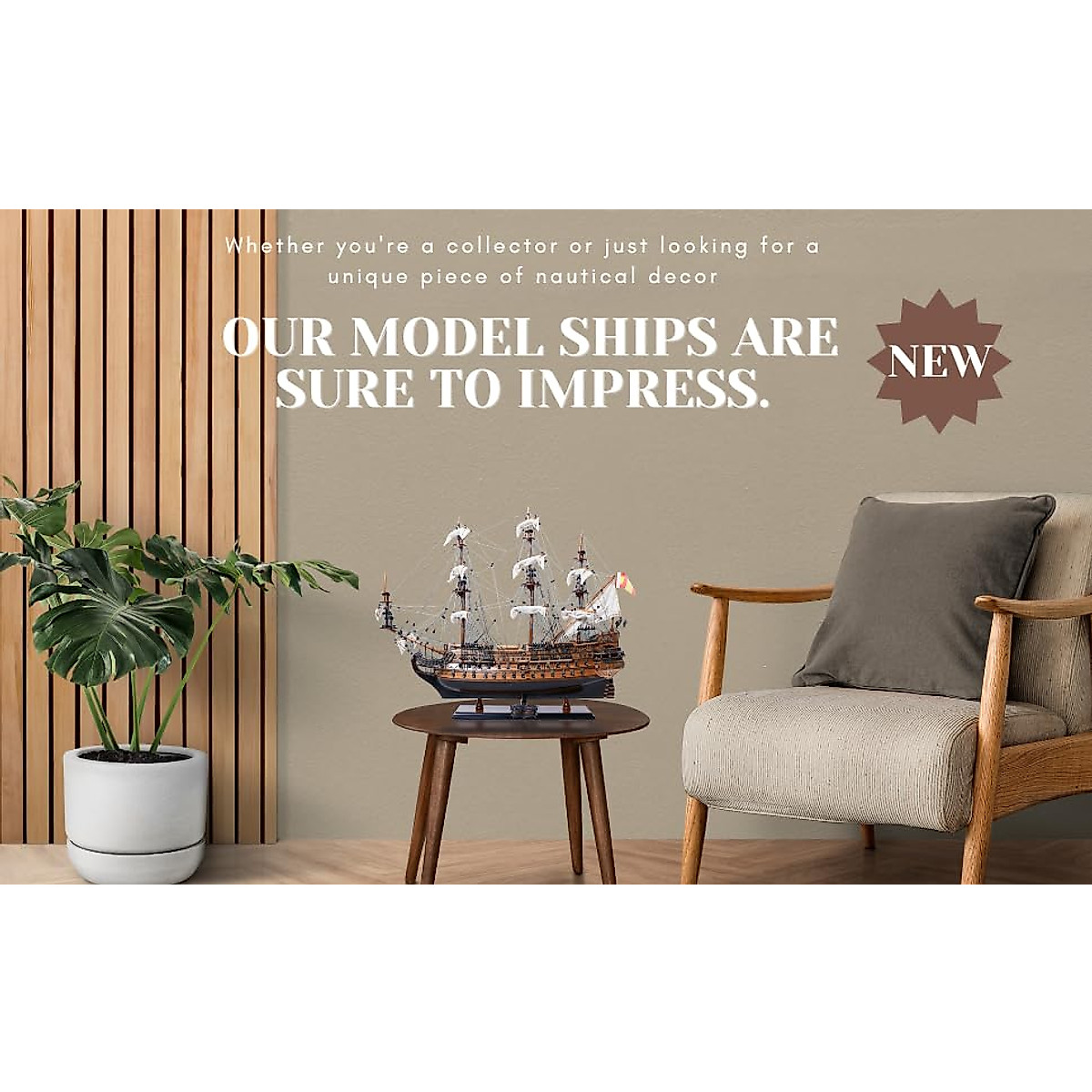 Old Modern Handicrafts San Felipe Medium Wooden Model Ship, Multi