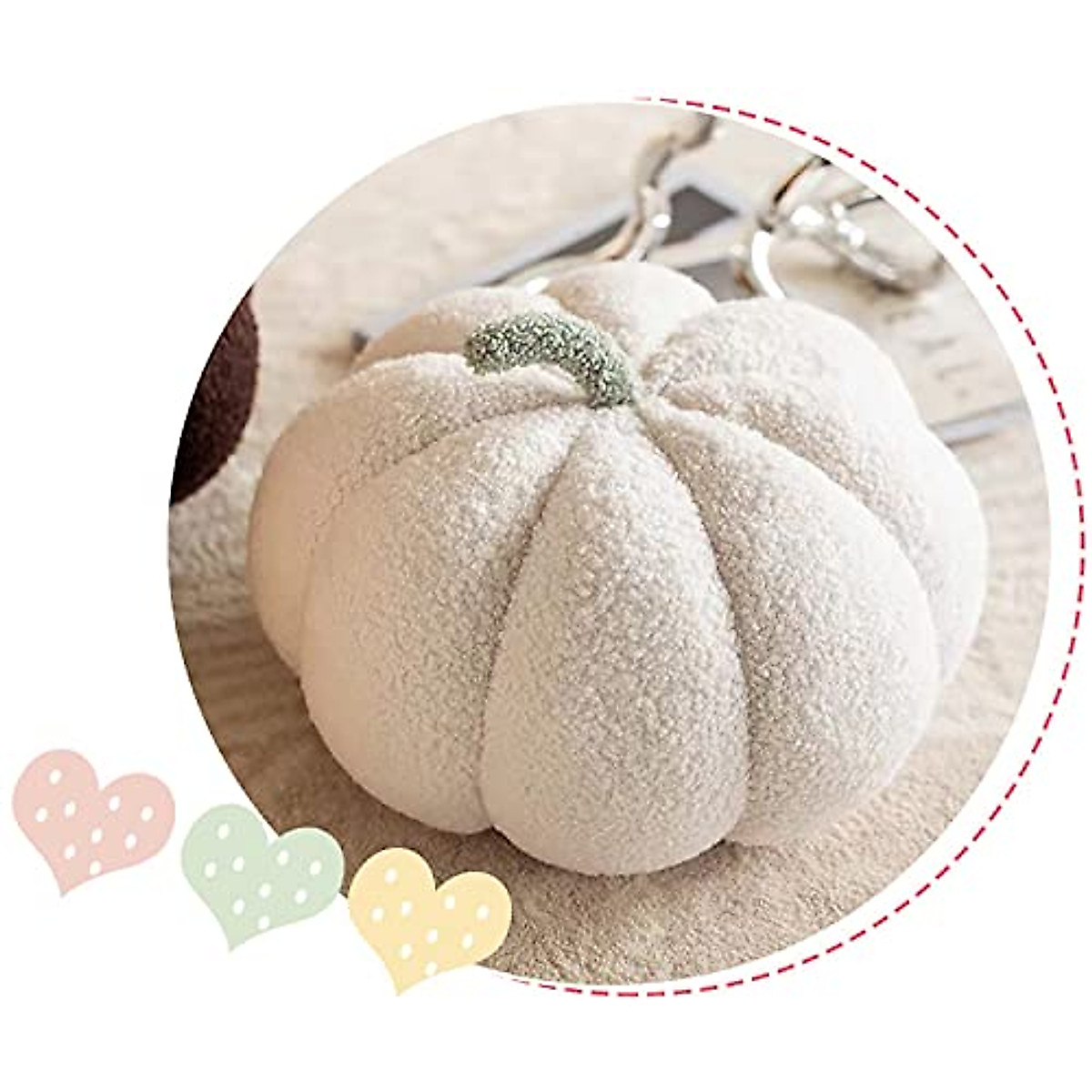 Sdetrcq Halloween Pumpkin Pillow Decor, Pumpkin Plush Pillow Fleece Stuffed Pumpkins Decoration Halloween Pumpkins Throw Pillow for Couch, Soft Halloween Pumpkin Decor Gifts (White, 8'')