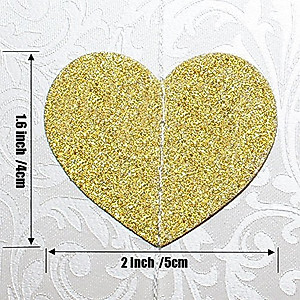 Koker Glitter Paper Heart Garland Banner, Heart-Shaped Hanging String Decoration for Weddings or Party Backdrop, Baby Shower, Glitter Gold, 13 Feet/4 m
