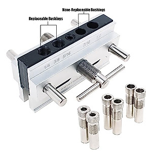 AUTOTOOLHOME Self Centering Doweling Jig Dowel Drill Guide Bushings Set Wood Dowel Jig Kit Woodworking Joints Tools