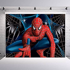 zlhcgd 7x5FT Superhero Spiderman Photography Vinyl Photo Background for Kids Birthday Party Backdrops Decoration