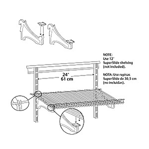 ClosetMaid ShelfTrack 2-Pack Shoe Shelf Brackets for Wire Shelving, Compatible with 12 in. Shelves, Add On Angle Shoe Storage, 3 in. , White
