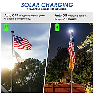 Solar Flag Pole Light, New 136 LED Flagpole Light 10000h Lifespan for 15-25 Ft Poles, 2-Mode Brightness, Waterproof Lighting on Outdoor Flag Pole Top, Auto On/Off
