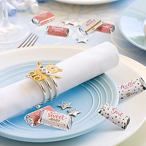 Baby Shower Candy Wrappers, Shower Mini Candy Bar Miniatures Wrappers Chocolate Bar Label Stickers for Boys Girls Kids Baby Shower Decor (No Candy)(Pink Girl Style, 90 Pieces)