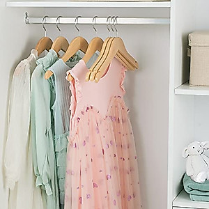 Nature Smile 20 Pack 14 Inches Juniors Preteen Older Children Wooden Clothes Hangers Wood Dress Shirt Hanger Coat Jacket Hangers with Notches and 360° Swivel Anti-Rust Chrome Hook (Natural)