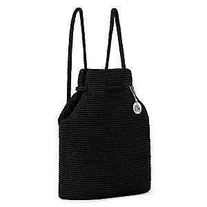 The Sak Crochet Craze Dylan Backpack, Large Lightweight Bag with Dual Straps, Black