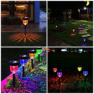Ollivage Solar Path Lights Outdoor, Color Changing Garden Light Solar Powered Waterproof Auto On/Off Outdoor Solar Landscape Lighting for Yard Patio Walkway In-Ground Spike, 1Pack