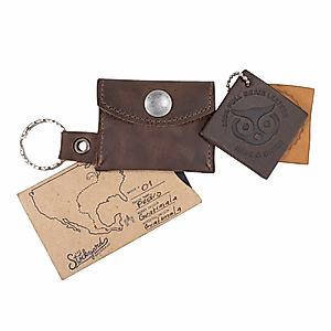 Hide & Drink, Leather Tiny Coin Holder Keychain/Key Ring/Holder/Pouch/Case/Accessories, Handmade Includes 101 Year Warranty :: Bourbon Brown