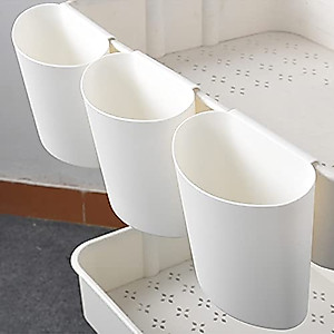 Lyellfe 12 Pack Hanging Cup Holder, Hanging Bucket for Rolling Cart, Small Plastic Pencil Holder, Plants Container with Drain Hole, Desktop Cleaning Trash Organizer for Home Decor, Office, Kitchen