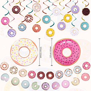 OctinPris 4-Sets Donut Party Banners & Spiral Danglers Decoration Donut Garland Kit Donut Party Decorations Donuts Hanging Swirl Papercutouts Ceremony décor.