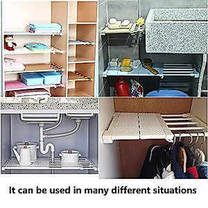 HabiWell Scalable Closet Storage Shelf Wall Mounted Kitchen Rack Space Saving Wardrobe Decorative White Adjustable Organizer Shelves Cabinet Holders (Length: 14.56-21.65 inch Width: 9.44 inch)