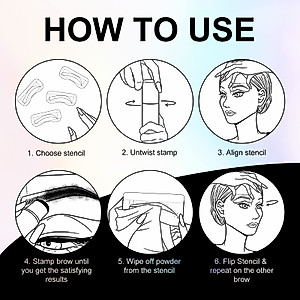 God Blomster Eyebrow Stamp Stencil Kit, Eyebrow Stamp Kit Waterproof, Eyebrow Stamp Makeup Tools with 24 Reusable Eyebrow Stencils, Eyebrow Pen Brush and Eyebrow Trimmer (Dark Brown)