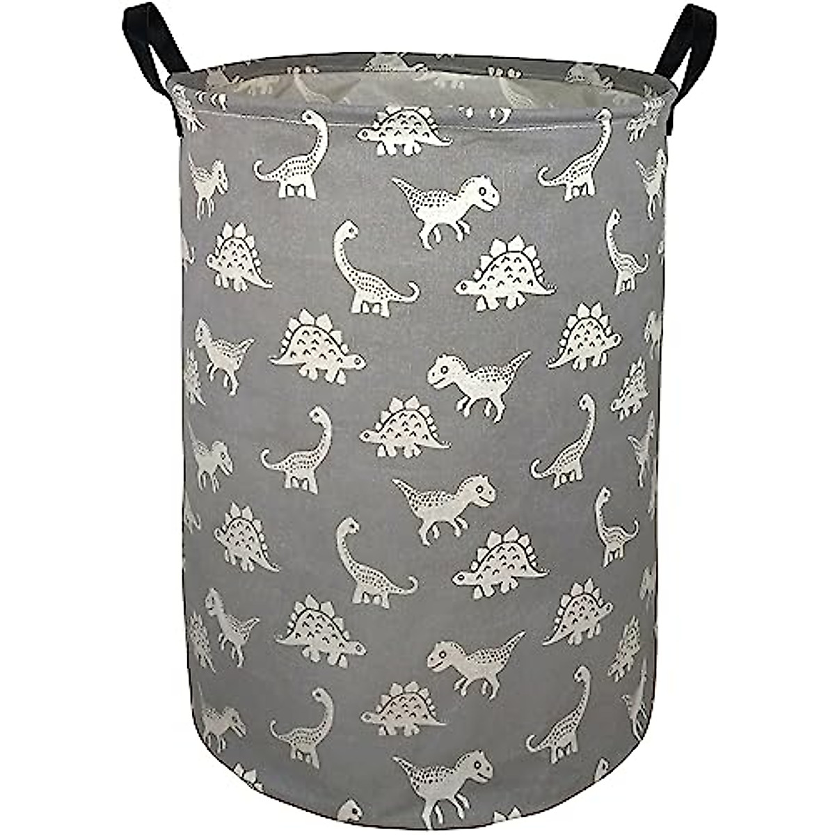 ACMUUNI Durable Canvas Large Clothes Basket Laundry Hamper with Handles,Waterproof Cotton Storage Organizer Perfect for Kids Boys Girls Toys Room, Bedroom, Nursery,Home,Gift Basket(Grey Dinosaur)