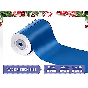 FAKILO Blue Satin Ribbon, 4 Inch Wide Double Faced Royal Blue Ribbon for Gift Wrapping Wedding Chair Pageant Sashes Craft Bow Making Christmas Party Decor Cutting Ceremony Kit Grand Opening -10 Yards