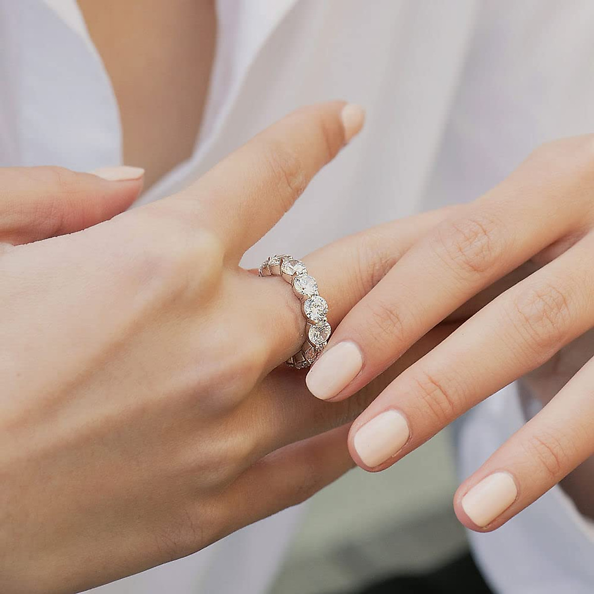 5.00mm 925 Sterling Silver Cubic Zirconia Fashion Ring - Eternity, Engagement, Wedding Band