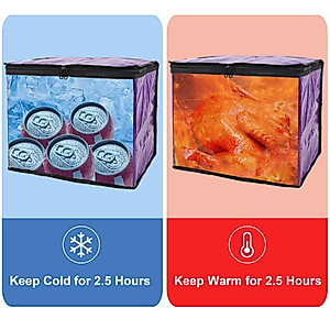 BeeGreen 2 Packs Silver Cooler Bags Insulated Food Delivery Bags Collapsible Reusable Grocery Bags Insulated Shopping Bags for Groceries Pizza X-Large Catering Supplies