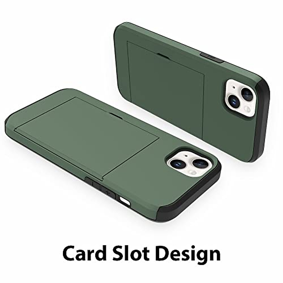 ZIYE for iPhone 13 Case with Card Holder,for iPhone 13 Wallet Case Anti-Scratch Dual Layer Hidden Pocket Phone Case Shockproof Cover Compatible with for iPhone 13 5G-Green