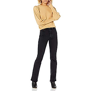 The Drop Women's Vivienne Pleated Shoulder Balloon-Sleeve Crewneck Sweater, Curds & Whey, XXS