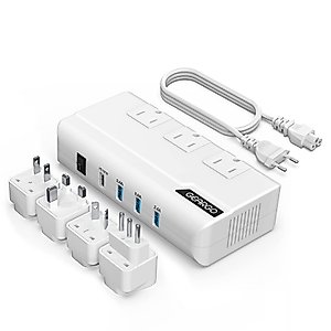 Voltage Converter, GEARGO 230W Power Converter Step Down 220V to 110V Universal Travel Adapter for Hair Straightener, Curling Iron with 4-Port USB Charging UK/AU/EU/IT/US Worldwide Plug Adapter White