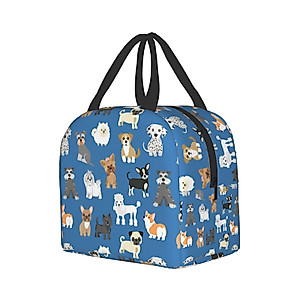 Wyehjut Dog Lunch Box Kids Insulated Puppy Lunch Bag Reusable Animal Lunchbox Tote Bags for Teens Girls Boys Women School Office Travel