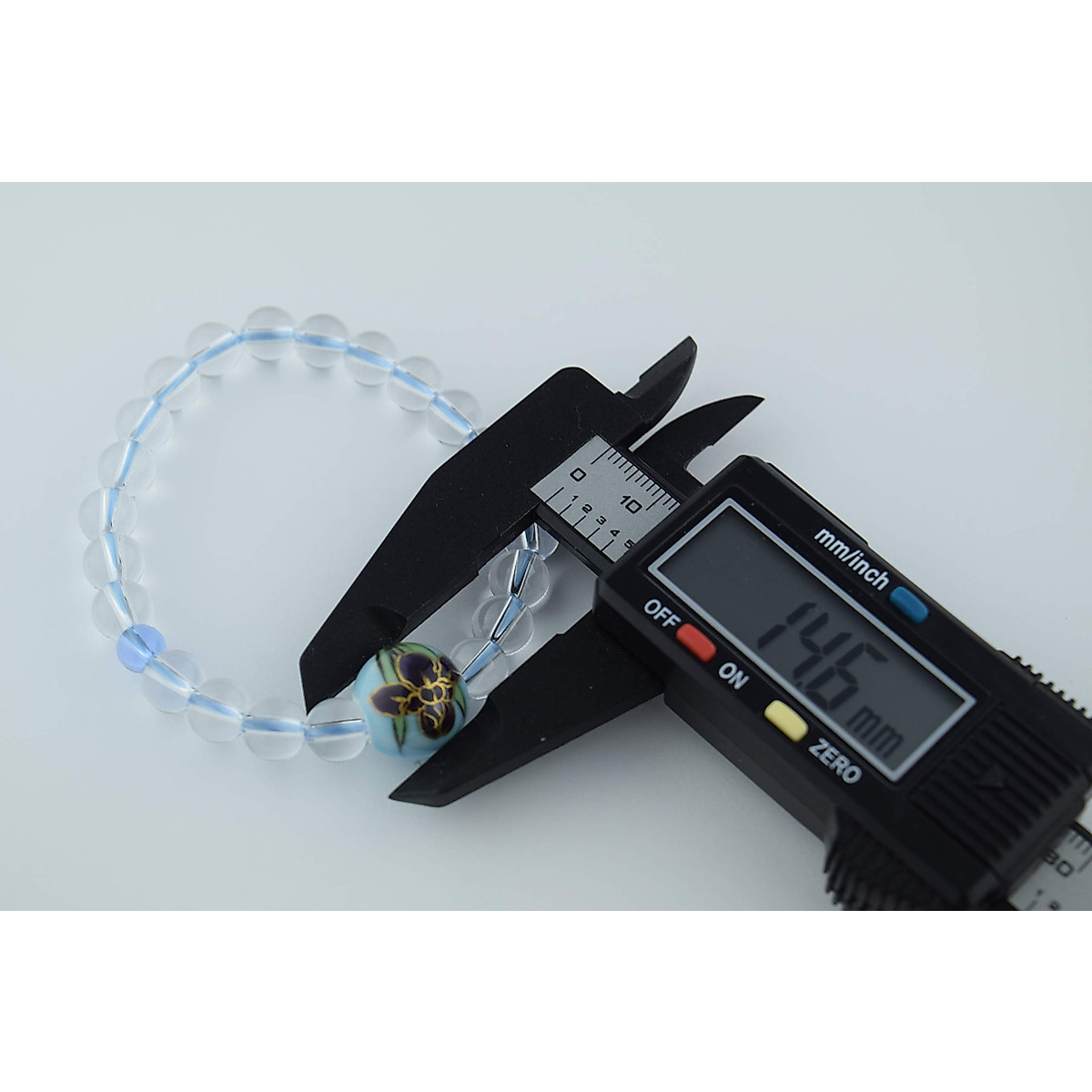 京都あさひ屋 Handmade Kyoto Kiyomizu-yaki & Crystal Bracelet Flower Beads Japanese Juzu Bracelet for Women Gifts (iris Flower)