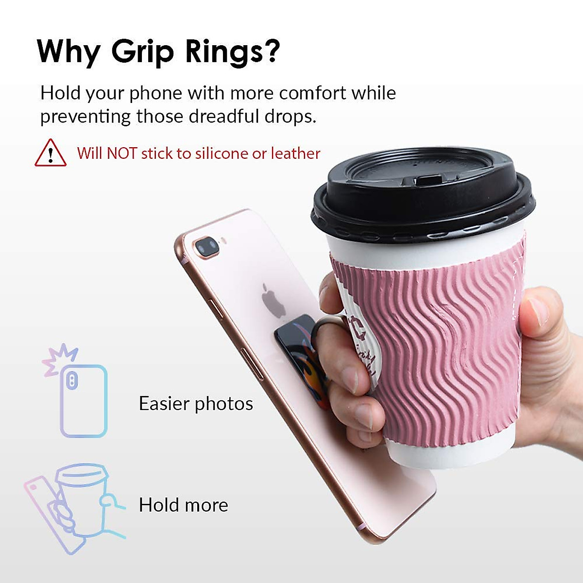 Velvet Caviar Cell Phone Ring Holder - Finger Ring & Stand - Improves Phone Grip Compatible with iPhone, Galaxy and Most Cases (Except Silicone/Leather) - Moonstone Holographic Pink Blue Marble