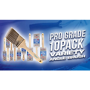 10 Pack Pro-Grade Premium Wall/Trim House Paint Brush Set Great for Professional Painter and Home Owners Painting Brushes for Cabinet Decks Fences Interior Exterior & Commercial Paintbrush.