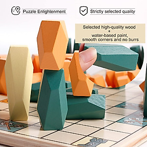 Wood Hnefatafl Viking Chess Board Game for Kids Adults Family Fun Tafl Play Set Pieces Solid Brain Teaser Intelligence Training,Travel Games