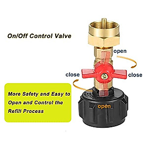 Guofulda QCC1 Propane Refill Pressure Adapter Coupler, for 20~40LBS Cylinders with Off On/Off Controller Valve Gas Easy Filler, for Camping Grill 1LB Propane Bottle Tank