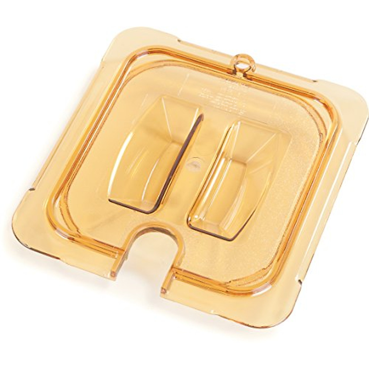 Carlisle FoodService Products 10511U13 StorPlus High Heat Universal Handled Notched Food Pan Lid, Sixth Size, Amber