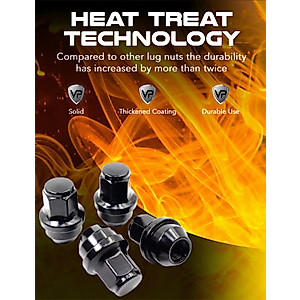 Set of 24 Veritek 14x1.5mm 13/16 Hex 1.7 Inch 44.5mm Length Black OEM Factory Style Large Acorn Seat Lug Nuts for Ford F-150 Expedition Lincoln Navigator Factory Wheels