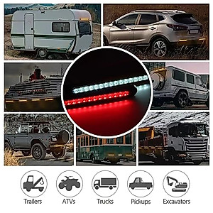 Sodcay 2 PCS Car High Brake Tail Light Strip, 15LED 12V-24V High-bright Trailer Tail Light Waterproof Assembly, Turn Tail Light, Universal Lighting Accessories for Cars (White)