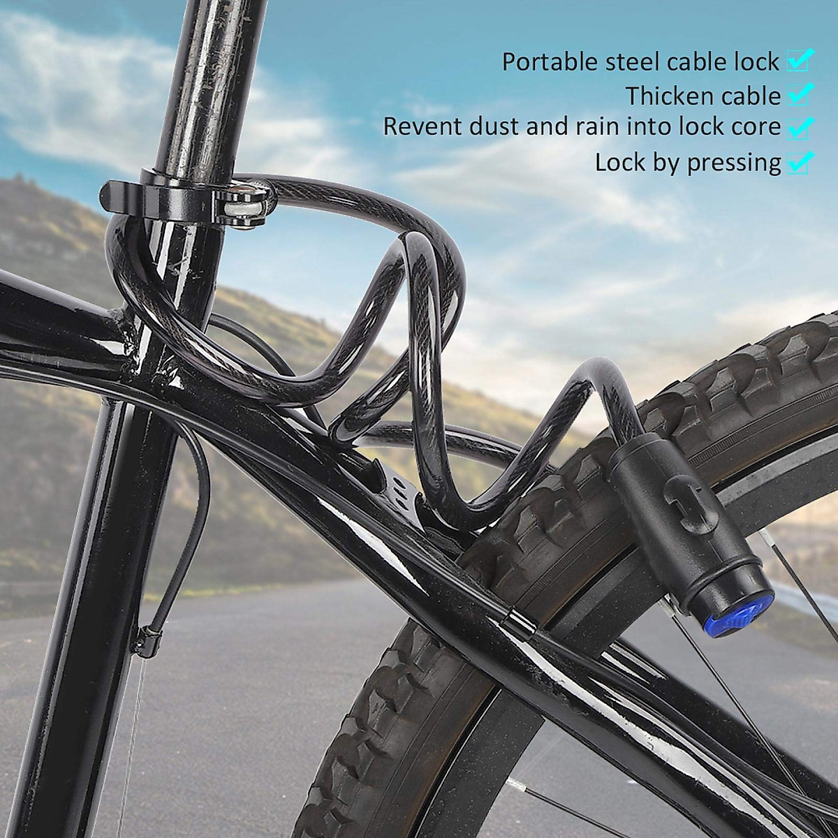Combination Bike Lock 1.2M Resettable Basic Bike Cable Locks with 2Keys and Mounting Bracket Rack