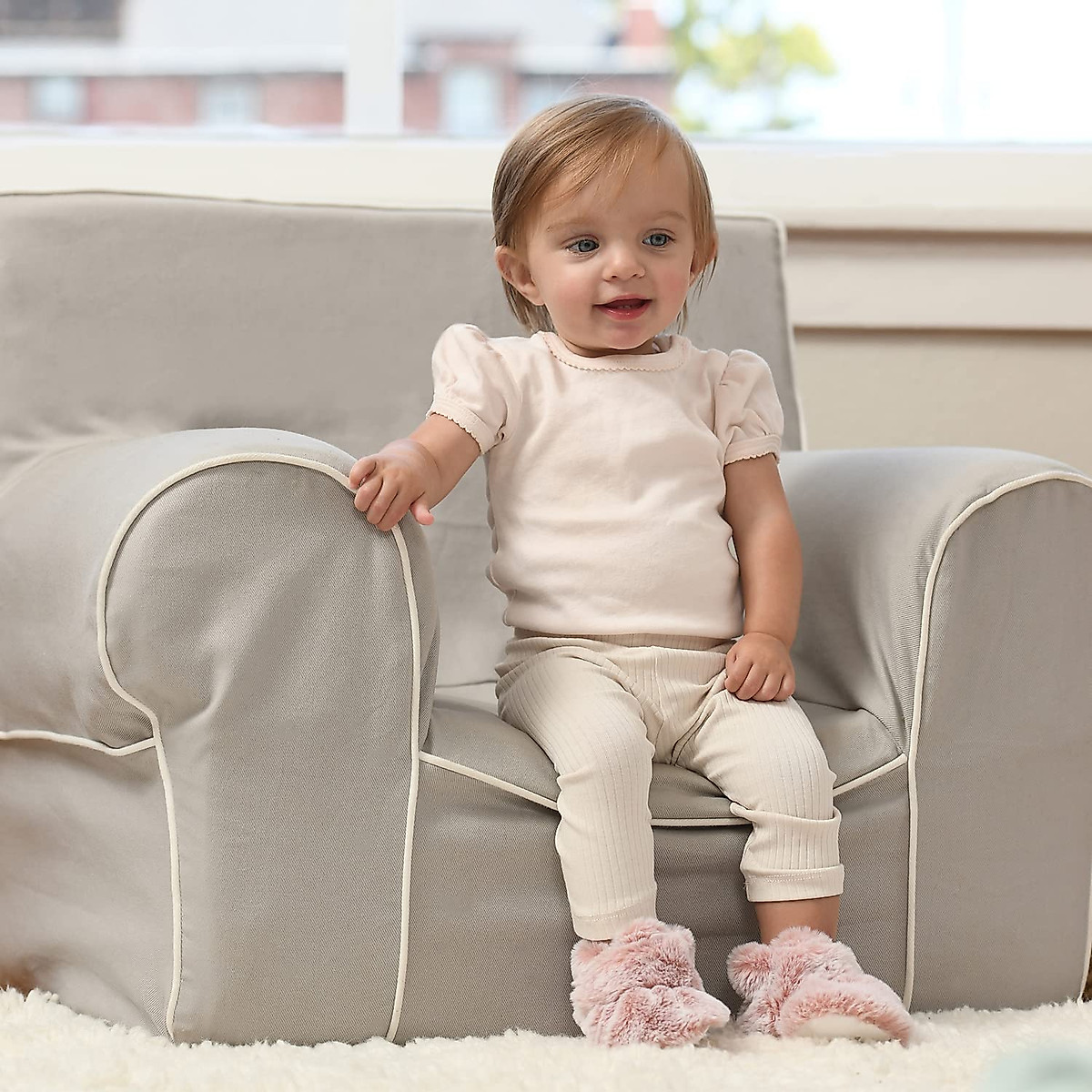 Fruit of the Loom Cozy Thermal Wrap Booties with Non-Skids for Baby Girls, Boys, Unisex - Pink (6-12 Months)