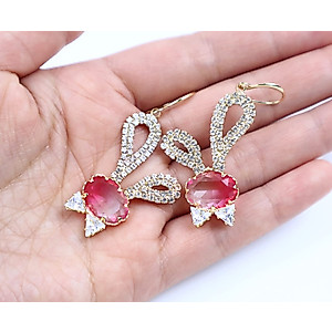 JA.S.JR Designed Rabbit Rhinestone Earrings Gold Dangle Earrings for Women