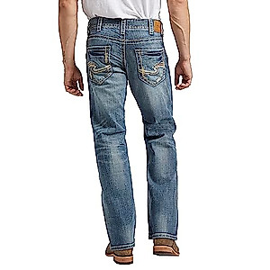 Silver Jeans Co. Men's Zac Relaxed Fit Straight Leg Jeans, Light Indigo, 36W x 30L