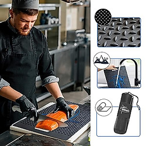 Mershca Fish Fillet Mat with Storage Bag, Portable Fish Cleaning & Cutting Board Grips Fish for Easy Filleting, Fish Mat for Scaling Fish, 14"x24"