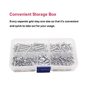 cSeao 100pcs Flanged Button Head Socket Cap M4 Screws Kit, M4x8mm/ 10mm/ 12mm/ 15mm/ 20mm, 304 Stainless Steel 18-8, Allen Socket Drive, Bright Finish, Fully Machine Threaded