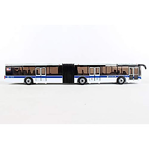 Daron RT8563 New York City MTA Metro Articulated Electric Bus 1:43 Scale- 16 Inches long White/Blue/Black