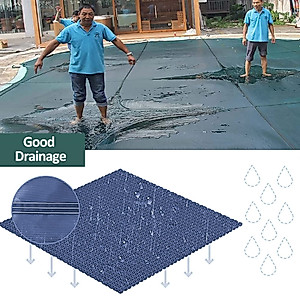 ZAQYCM Winter Swimming Pools Leaf Cover Inground Pool Safety Tarpaulin, Fits 8x24 10x32 12x24 16x32 18x33 20x32 - Blue with Optional Center End Step and Installation Kit (Size : 5x6m/16x19.6ft)