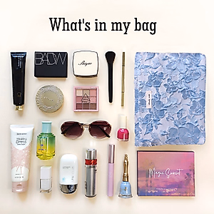 STARDW Aesthetic Floral Makeup Bag Cute Small Cosmetic Bags for Women Girls, Travel Toiletry Bag Large Capacity Zipper Makeup Pouch, Purse Organizer Pouches (Embossed Flowers)