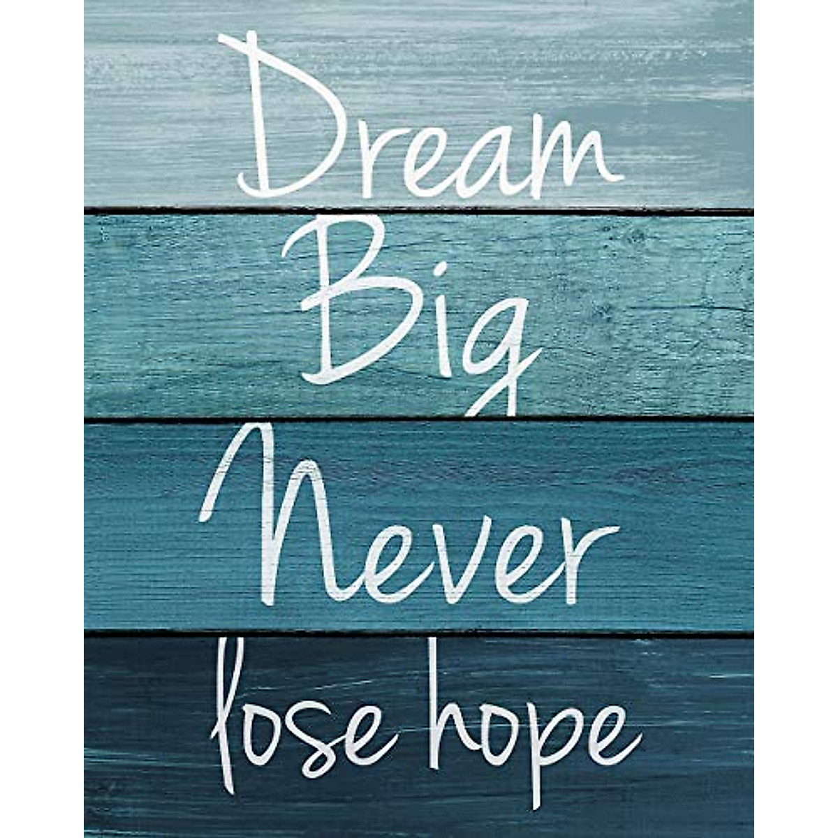 Farmhouse Inspirational Dream Big Never Lose Hope Prints, 1 (8x10) Unframed Photos, Wall Art Decor Gifts Under 15 for Home Office High School College Student Teacher Coach Positive Message Motivation
