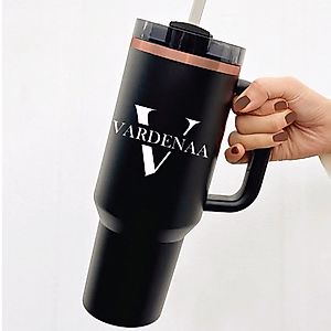 VARDENAA 40oz Tumbler with Handle and Straw, H2.0 FlowState Double Wall Vacuum Reusable Stainless Steel Insulated Water Bottle with Leak Proof lid for Hot and Cold Drinks(Black G)