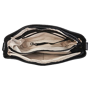 Locking Concealed Carry Lydia Leather Crossbody by Lady Conceal with Universal Holster for Medium to Large Frame Handgun (Black)