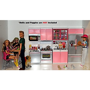 PowerTRC Kids Battery Operated Modern Kitchen Playset Great for Dolls and Toy Figures