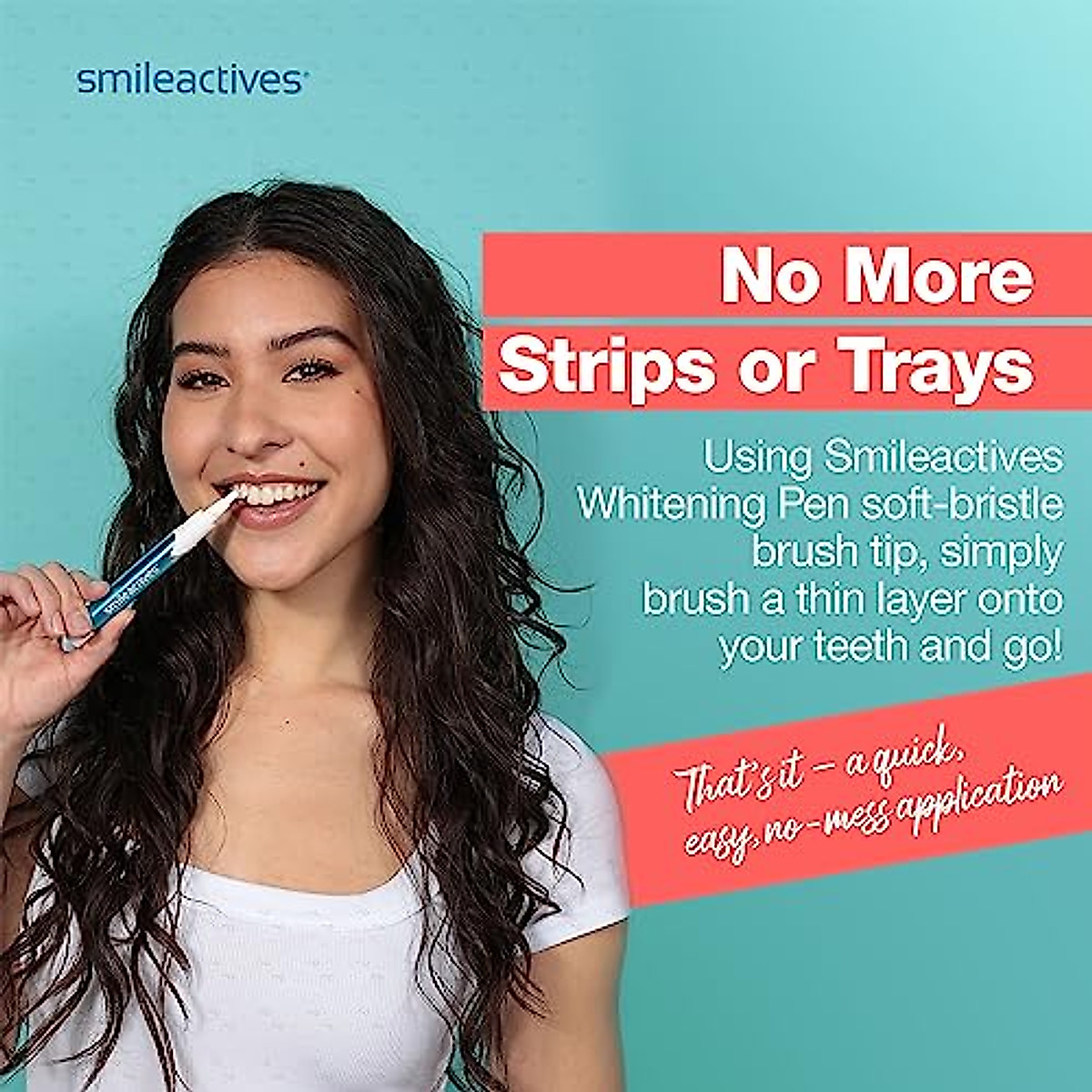 Smileactives Teeth Whitening Pen for White Smile, Fast Tooth Whitener and Stain Remover with Precision Brush Tip, Dental Quality Whitening Gel, Travel Pen, Easy to Use, Vanilla Mint Flavor, 2 Pack