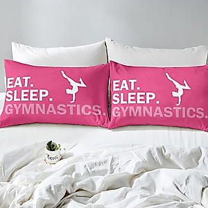 jejeloiu Gymnastics Sheets Set Full Girls Gymnastics Lovers Bed Sheet Set for Kids Women Ultra Soft Sports Bed Sheet Girly Pink Bedding Set Decor Flat Sheet & Deep Pocket Fitted Sheet & Pillowcase