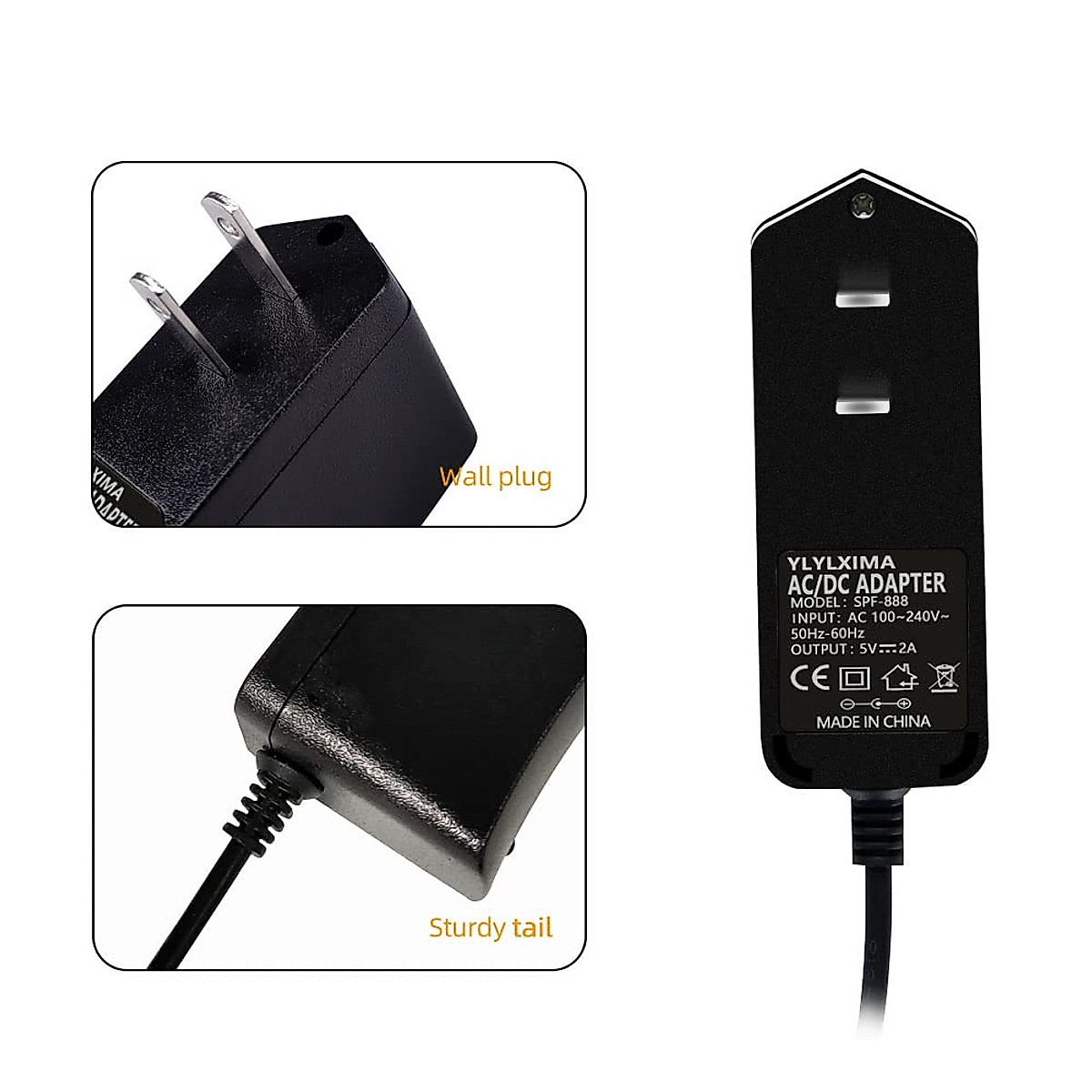 YLYLXIMA 5V 2A Power Supply Adapter AC DC 5V 10W 2A Switching Charger 5.5 x 2.5mm Power Adapter 5V 2000ma Power Supply Compatible Connector 5.5mmx2.1mm