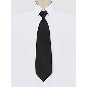 Allegra K Men's Pre-Tied Zipper Tie Solid Color Formal Casual Adjustable 8cm Wide Tie 35 cm/13.8" Black