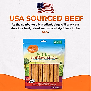 Canine Naturals Beef Chew - Rawhide Free Dog Treats - Made With Real Beef - Poultry Free Recipe - All-Natural and Easily Digestible - 10 Pack of 5 Inch Stick Chews